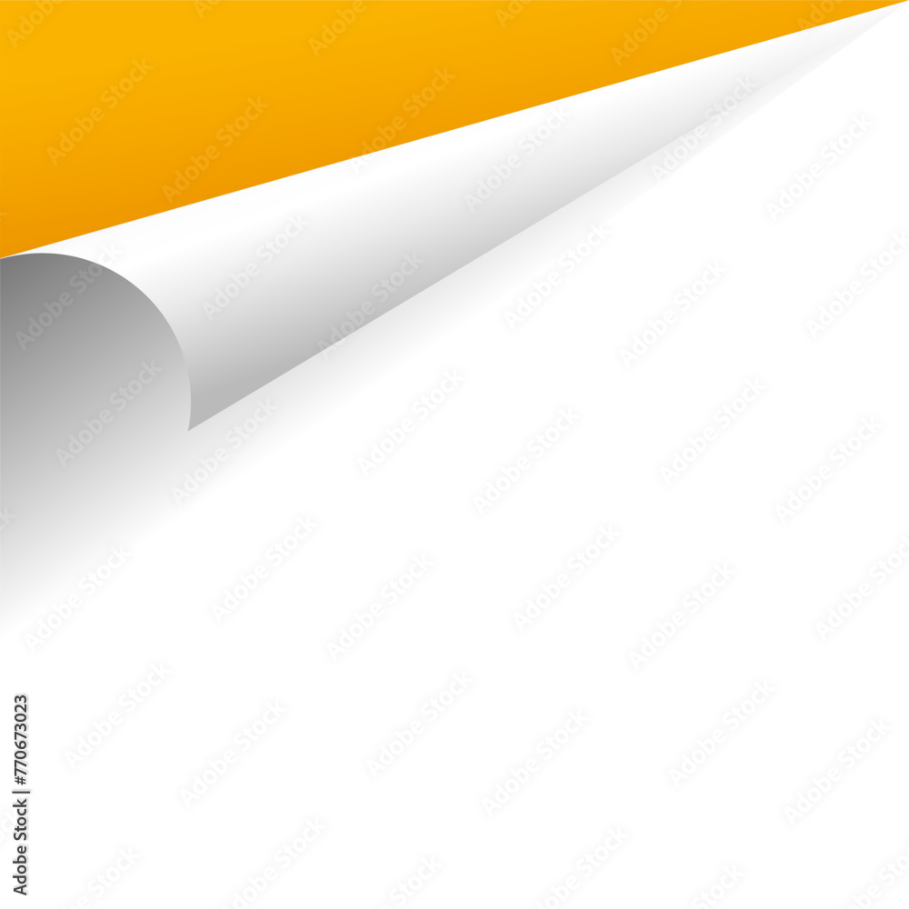Page top corner turn vector graphic element illustration white yellow ...