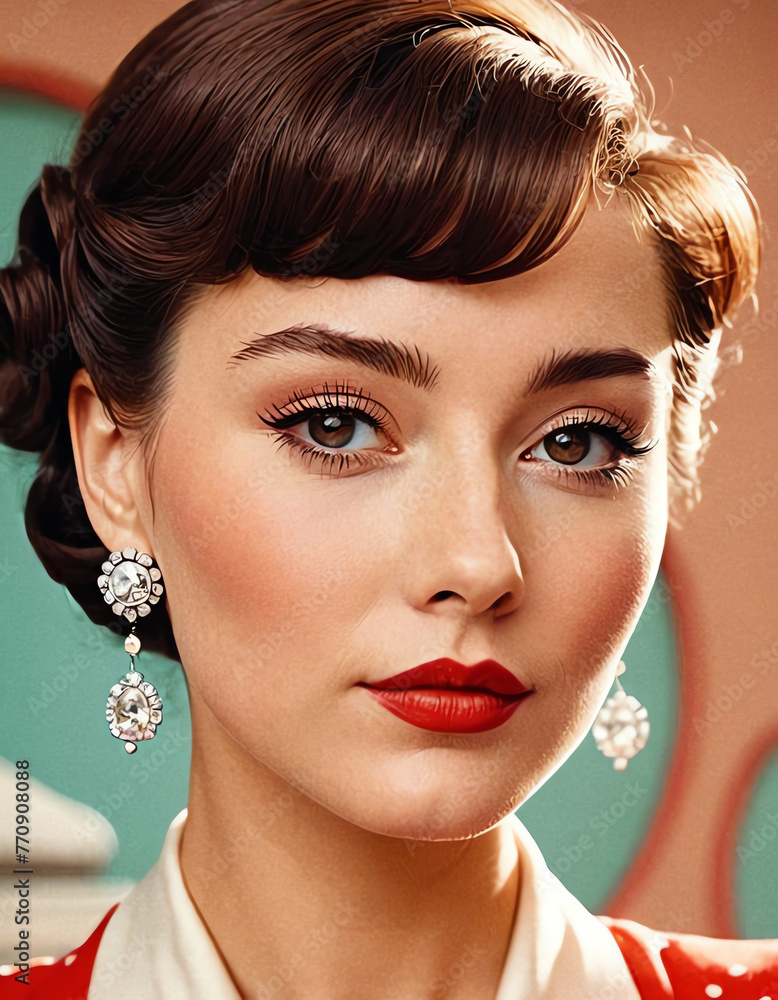 Vintage Glamour: 1950s Retro Anime Aesthetic Portrait | This ...