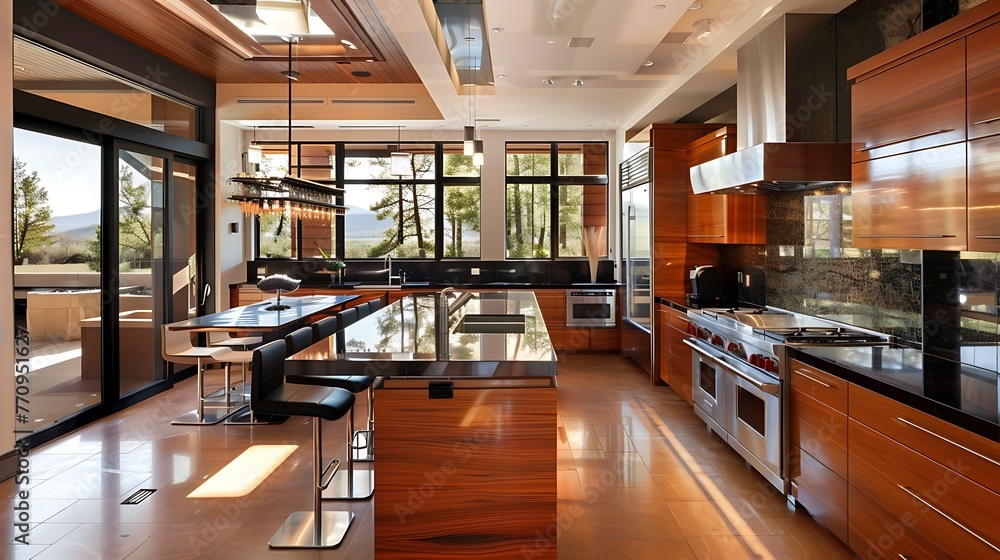 Delightful kitchen in extravagance present day contemporary home inside ...