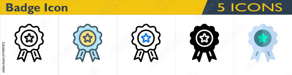 Badge icon with 5 styles (outline, color lineal, color outline, solid ...