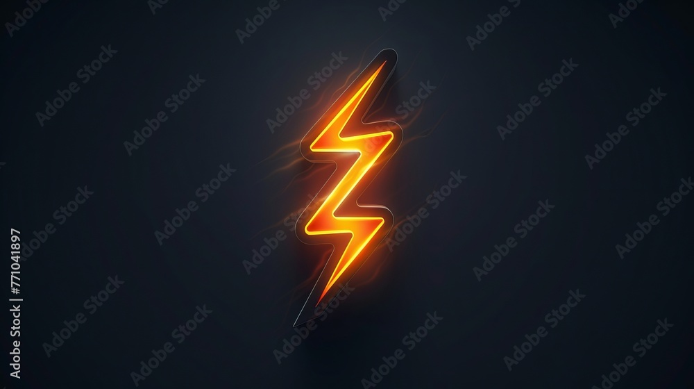 Line drawing lightning strike icon. Thunderbolt symbol depicted with a ...