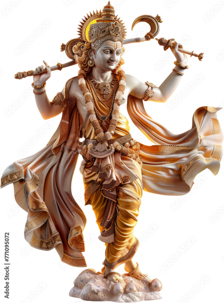 Vishnu Winged deity figure in Hindu mythology with diya and damaru cut ...