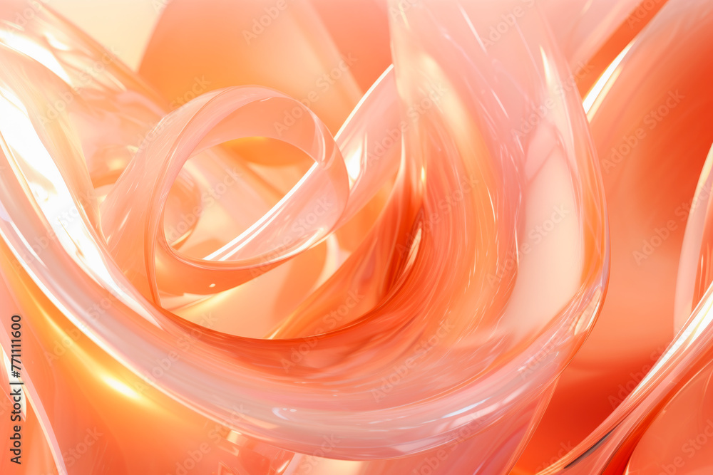 Abstract geometric peach fuzz background with glass spiral tubes, flow ...