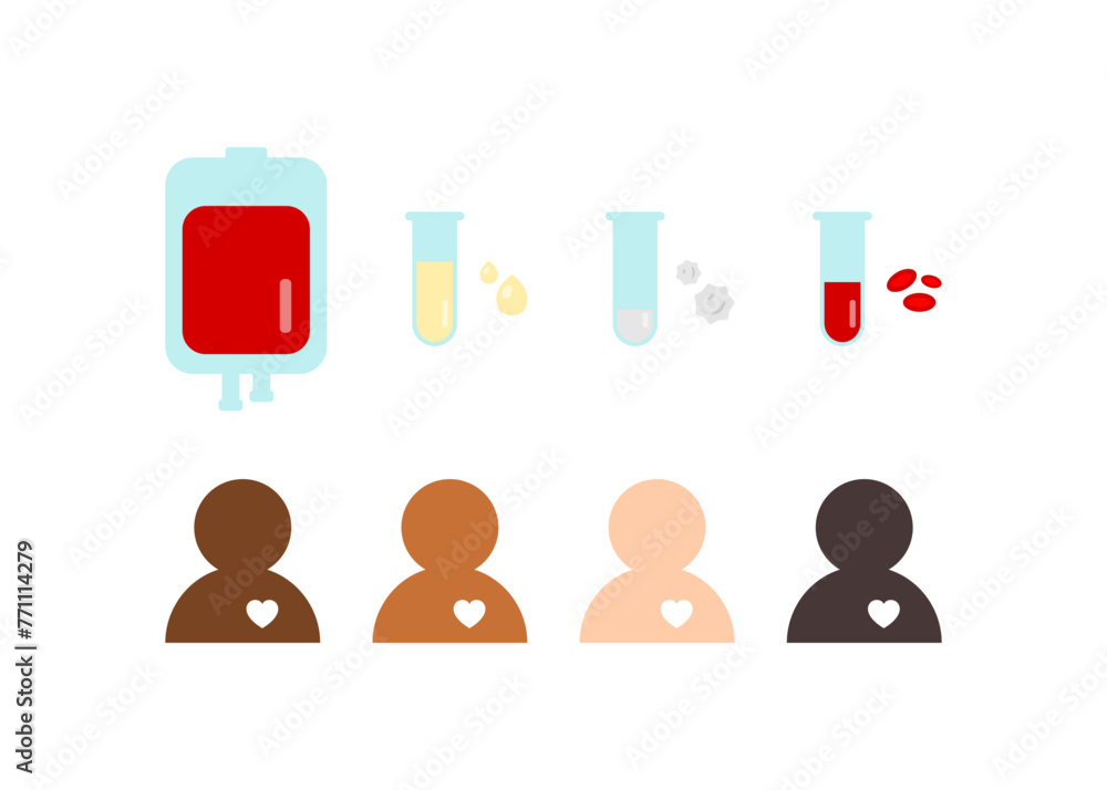 Blood donation transfusion concept showcasing plasma, platelets and red ...