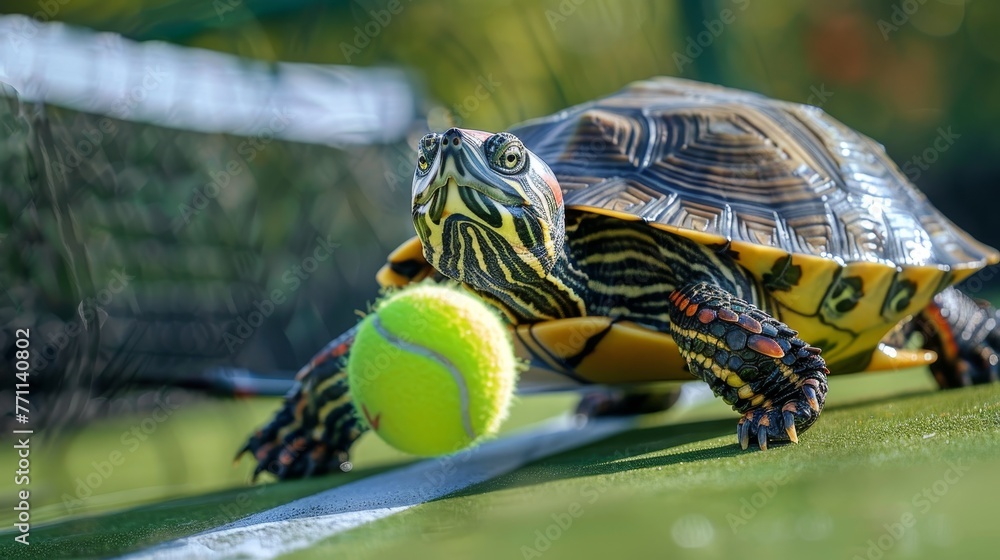 Tennis Turtles Detailed photographs of turtles playing tennis or ...