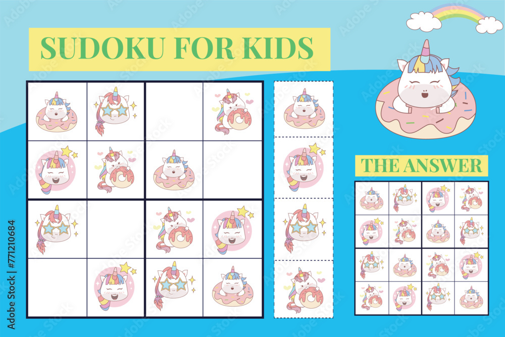 Sudoku sheet for kids. Logic puzzle for kids. Printable puzzle game for ...