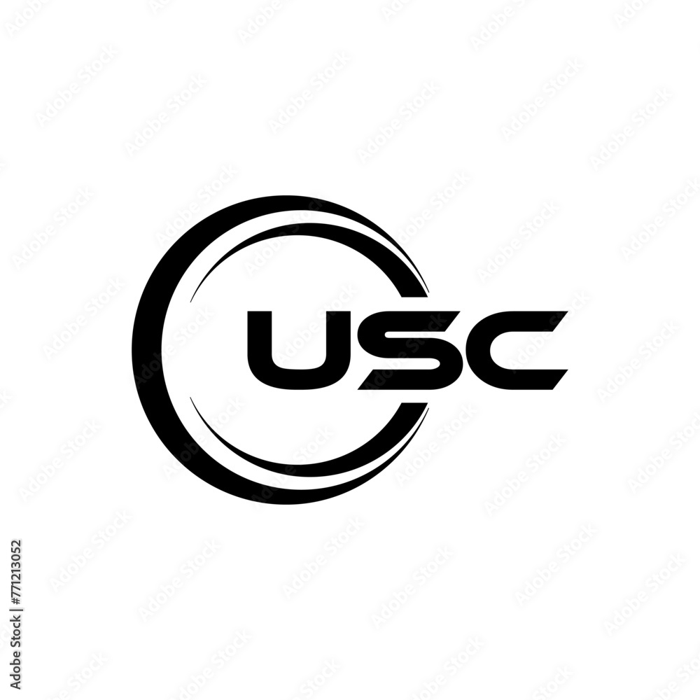 USC letter logo design with white background in illustrator, cube logo ...