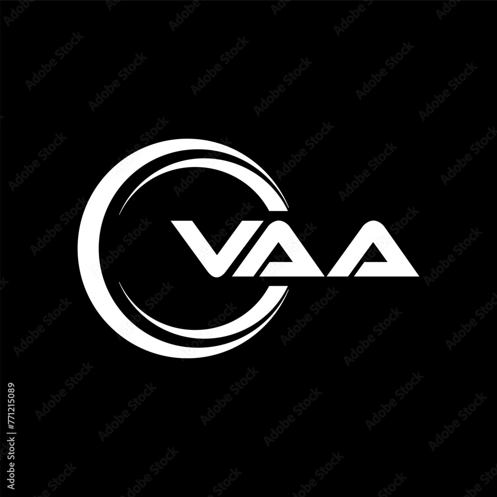 VAA letter logo design with black background in illustrator, cube logo ...