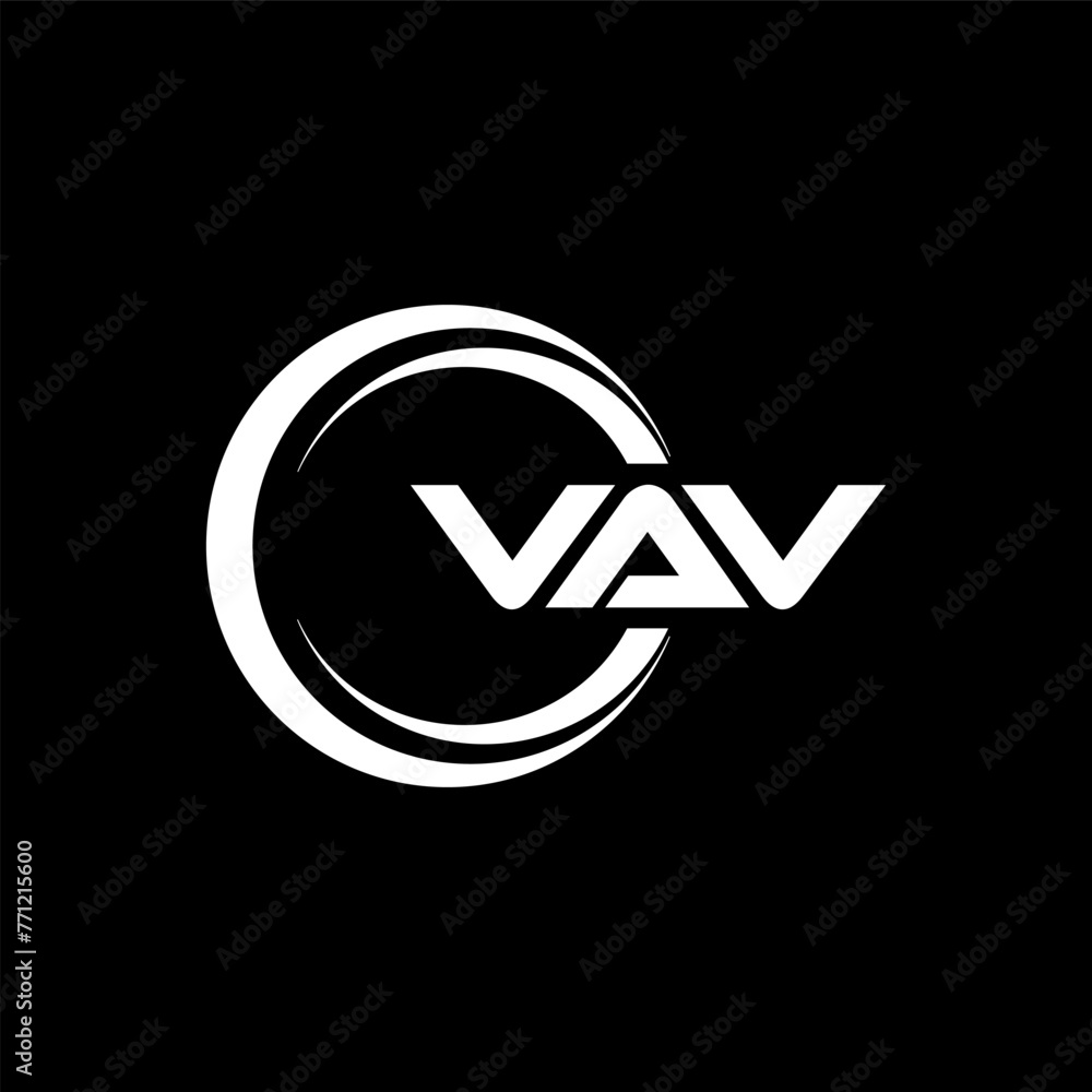 VAV letter logo design with black background in illustrator, cube logo ...