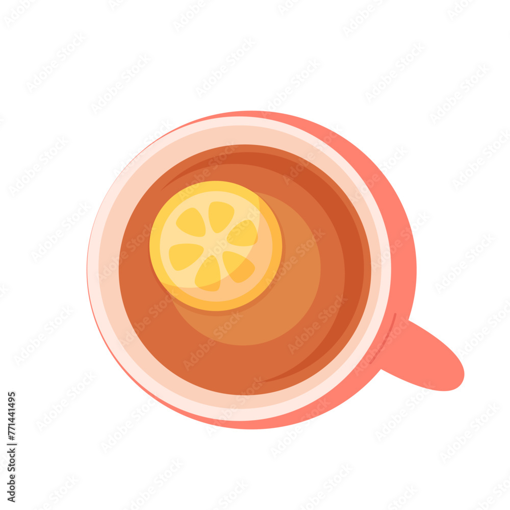 Tea cup with lemon vector illustration. Cartoon hot drink in teacup ...
