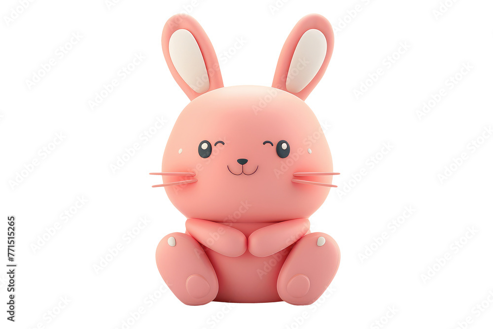 Cute cartoon pink bunny character isolated on white background, clipart ...