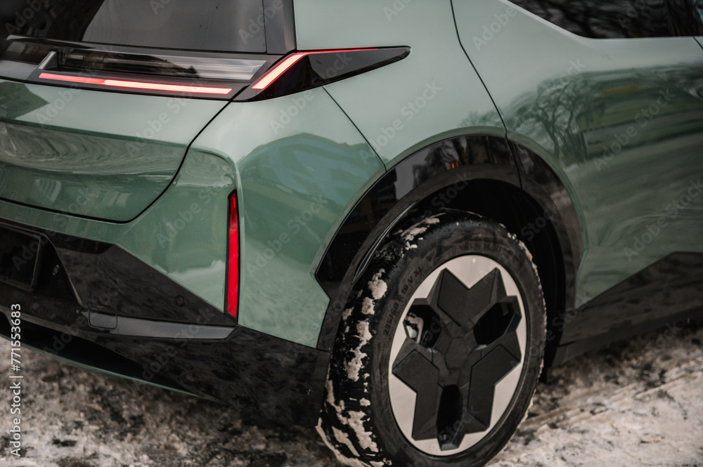 Right rear tail light on new modern electric sedan car. Modern supercar ...