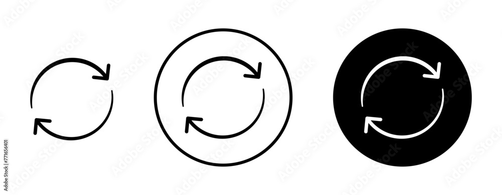 Refresh icon set. Rotation arrow icon. Repeat, reload, or redo symbol ...