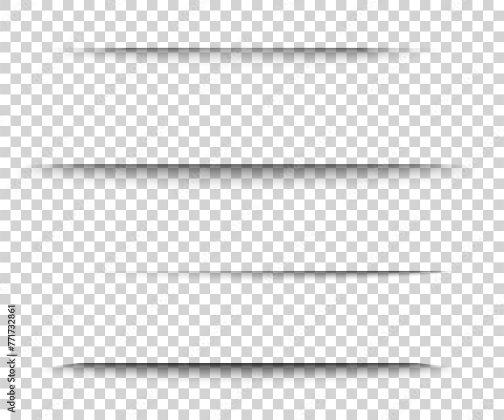 Vector long shadows isolated. Set of shadow effects on a transparent ...