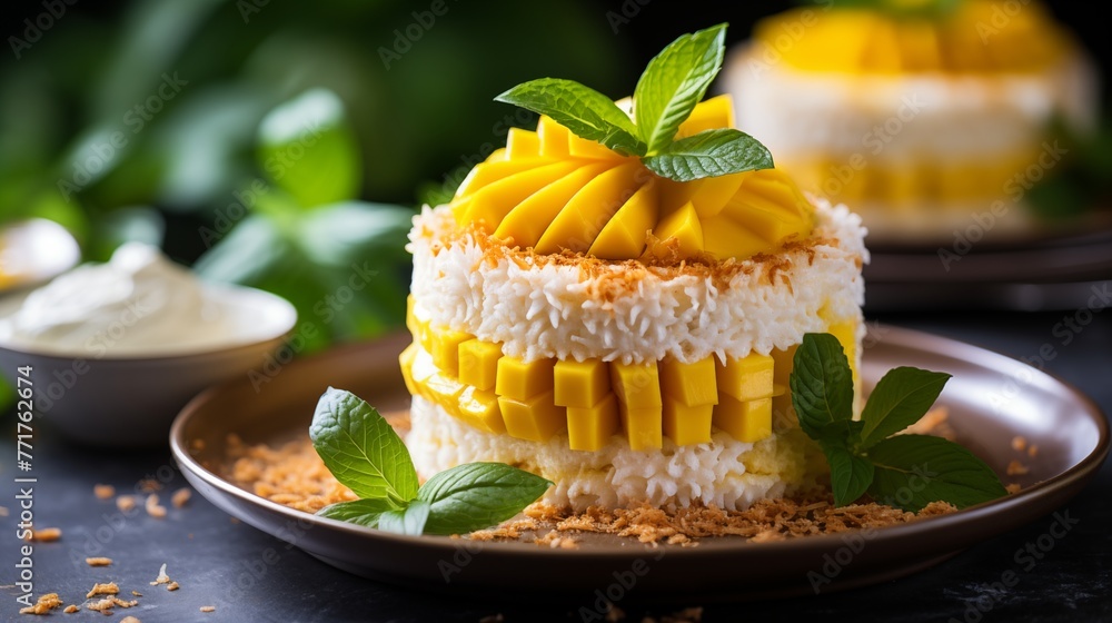 Thai Mango Sticky Rice Cake, a unique cake inspired by the popular Thai ...