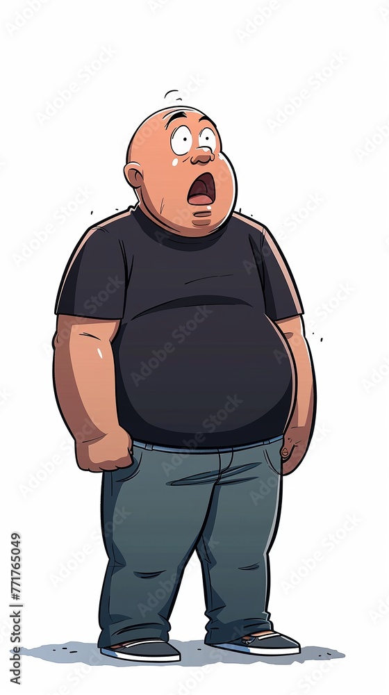 Experience the moment of surprise with this cartoon hefty bald man ...