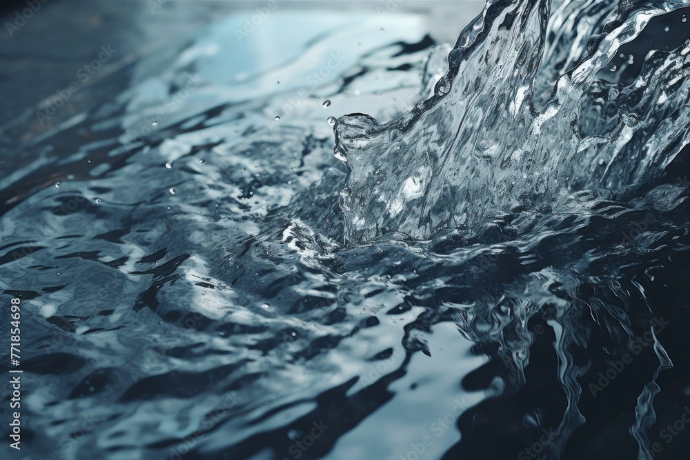 Water Splashing on Dark Blue Surface with Ripples and Splash in ...