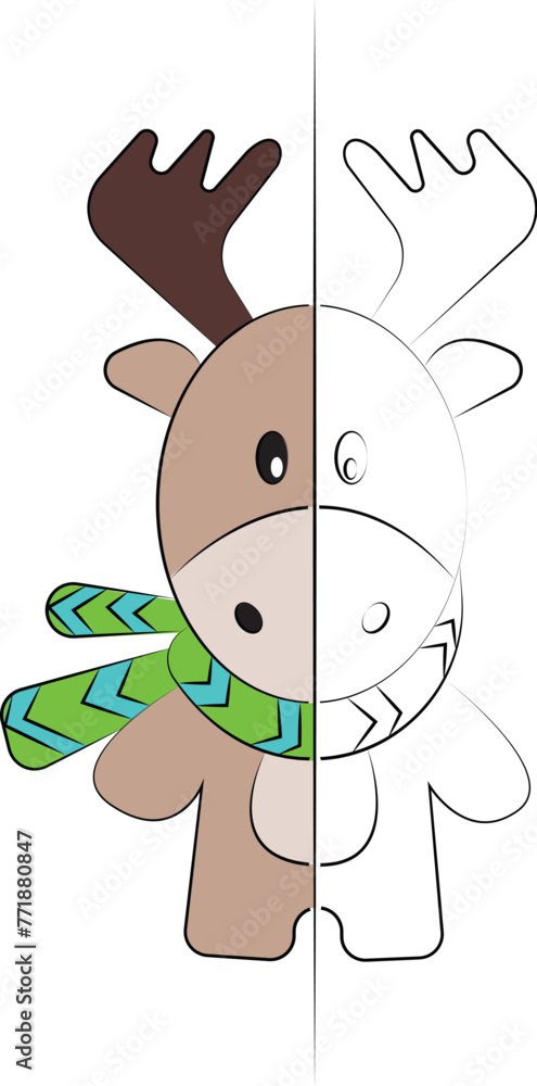 Cute elk cartoon character coloring pages for kids' activities. Pages ...