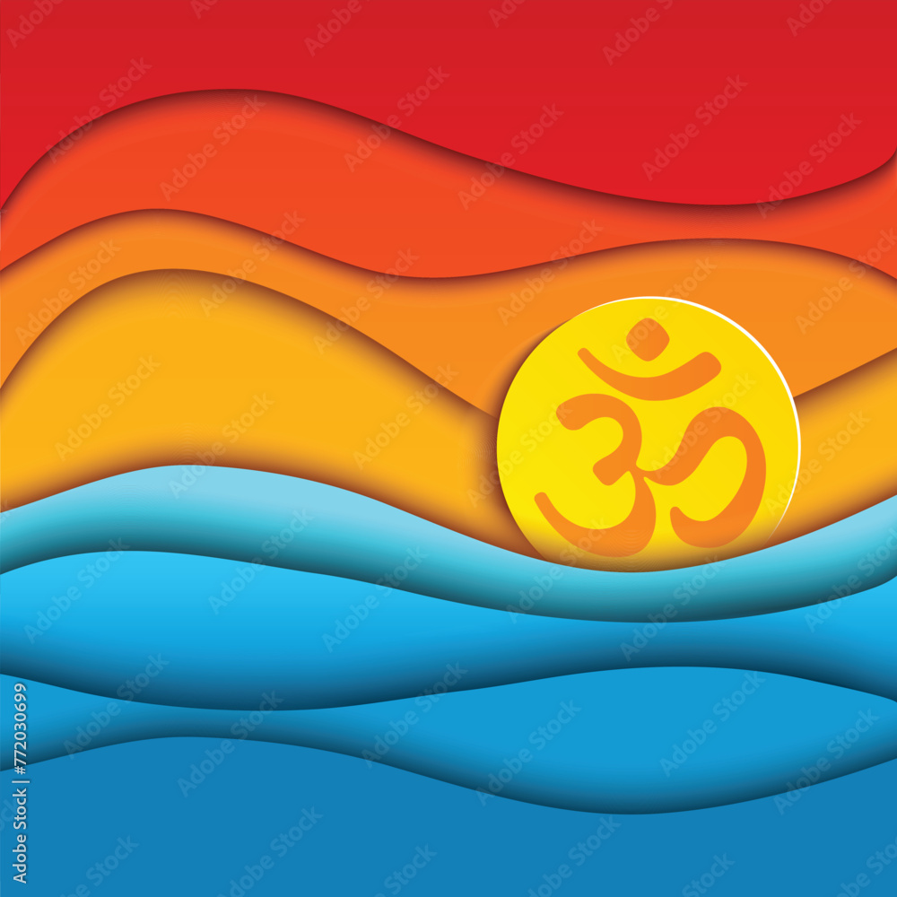 Om or Aum Indian sacred sound. The symbol of the divine triad of Brahma ...