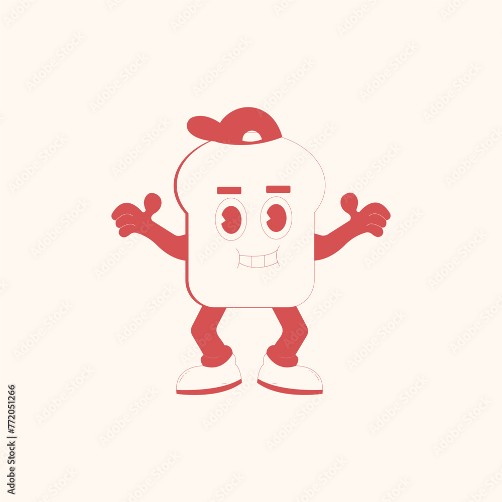 cartoon retro fast food and drink, stickers groovy comic food vector ...