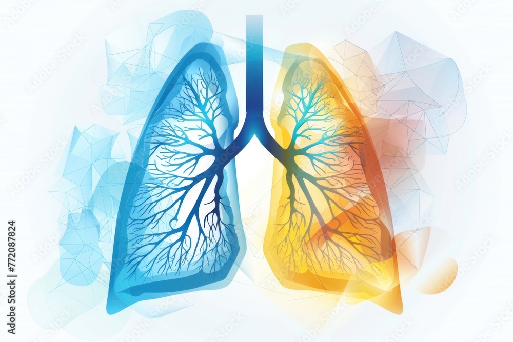 Anatomy of Human Lungs, Detailed Cross Section Showing Healthy ...