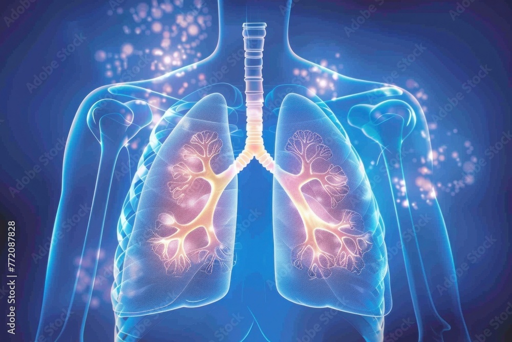 Human Lungs Anatomy, Airway Tree And Alveoli Detailed Illustration ...