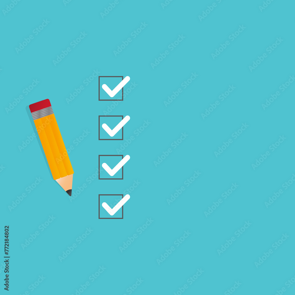 Check list and to do list with checkboxes, concept of survey, online ...