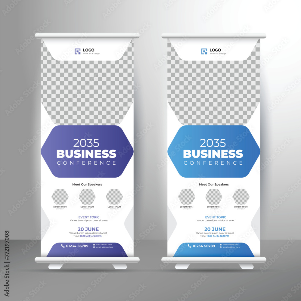 Conference roll up banner design template, conference rollup banner ...