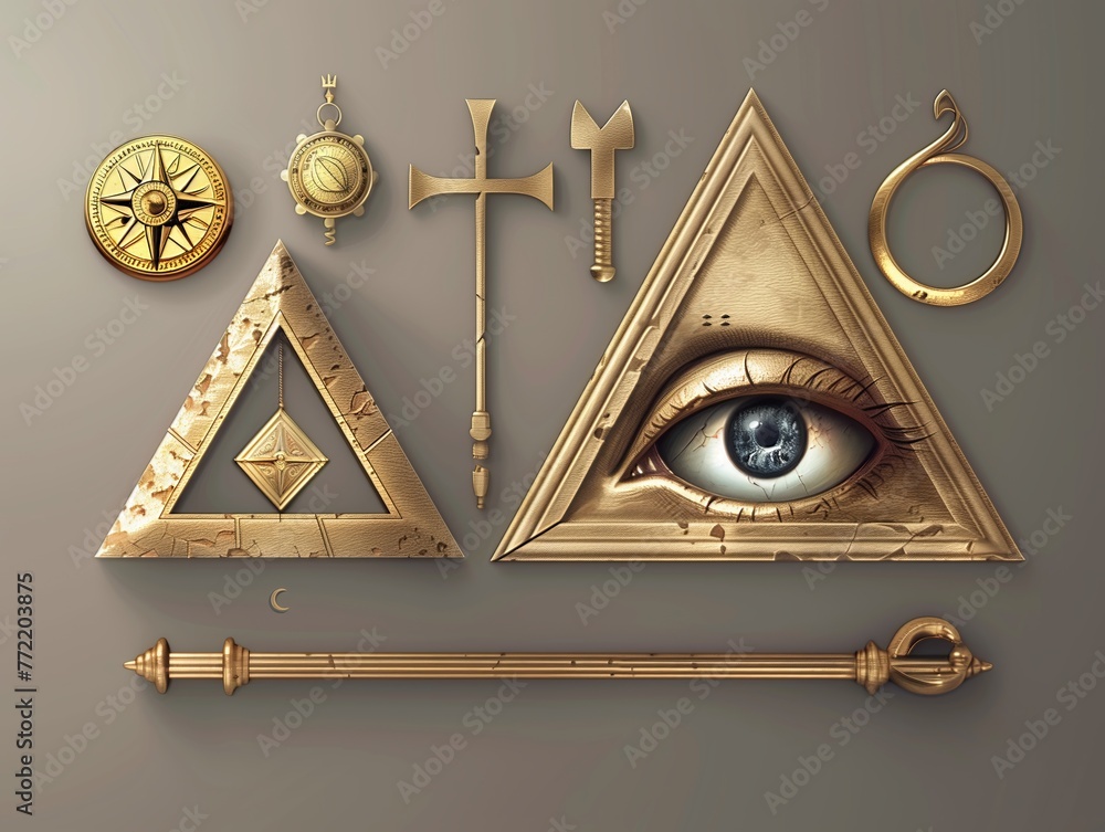 Símbolos maçónico num templo da maçonaria Stock Illustration | Adobe Stock