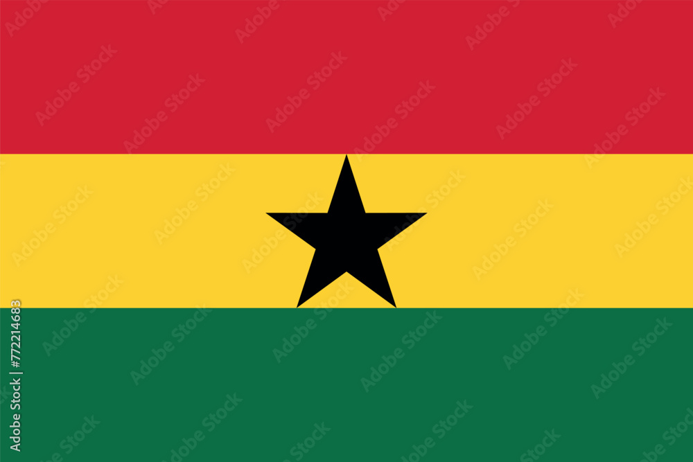 Flag of Ghana. The Ghanaian tricolor flag with a star. State symbol of ...