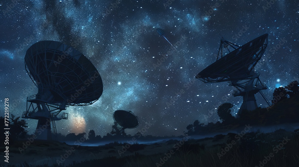 Giant radio telescopes observe the vastness of space, gazing at our ...