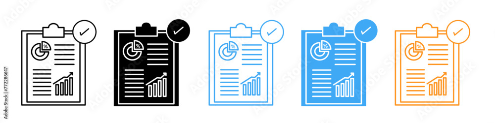 Analytical Business Finance Report and Data Chart Vector Icons for ...