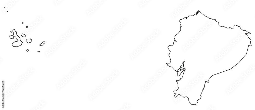 Outline of the map of Ecuador with regions Stock Vector | Adobe Stock