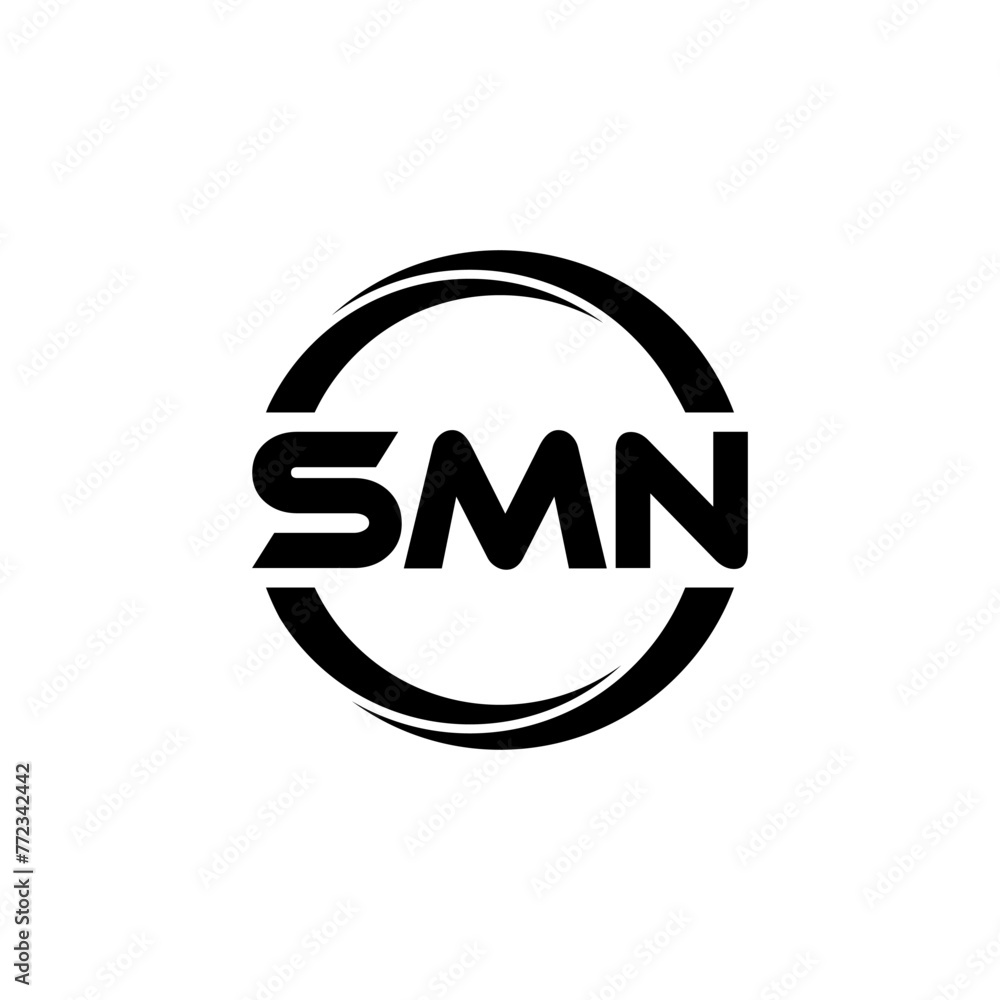 SMN letter logo design in illustration. Vector logo, calligraphy ...