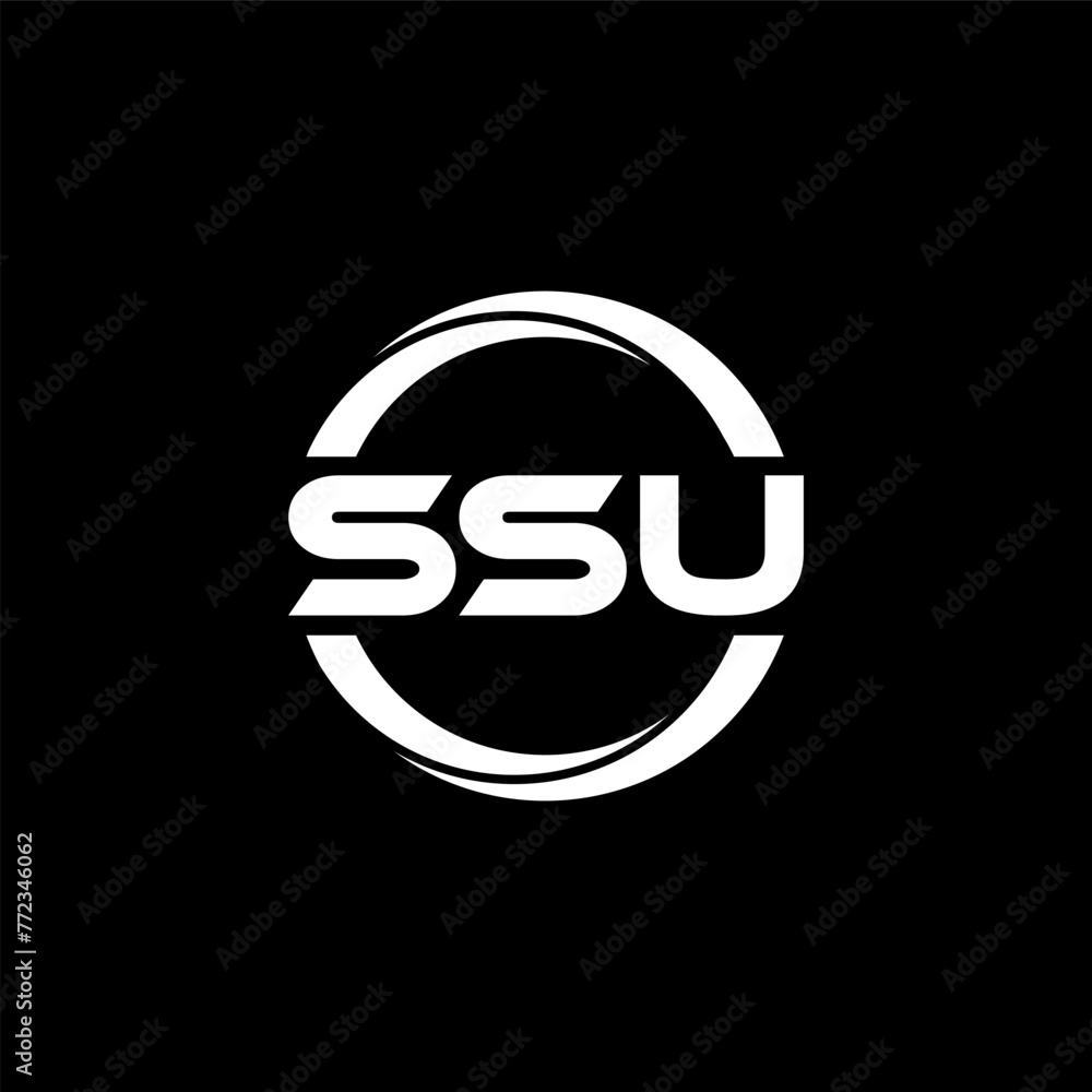 SSU letter logo design in illustration. Vector logo, calligraphy ...