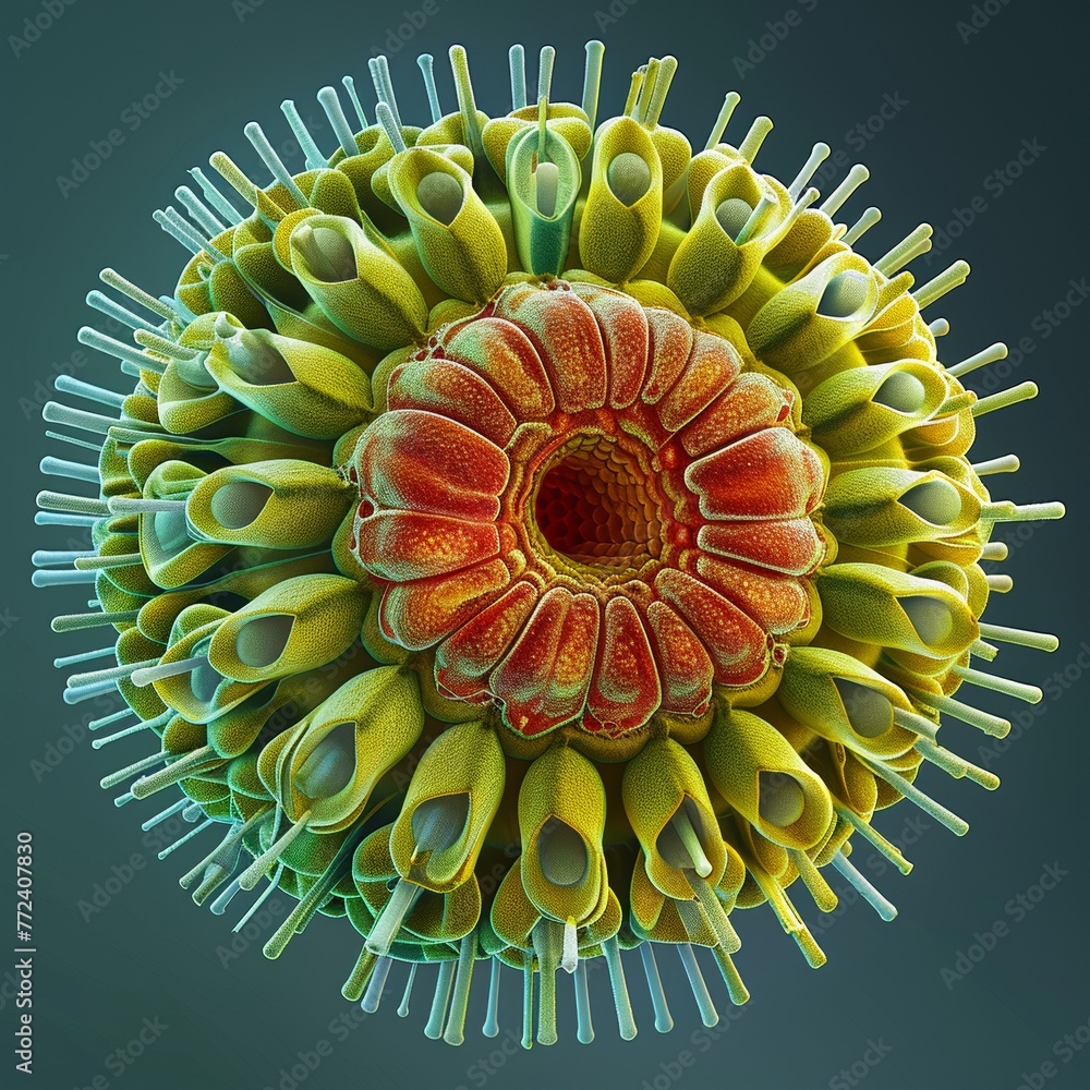 Scientific illustration of a pollen grain, detailing its unique ...