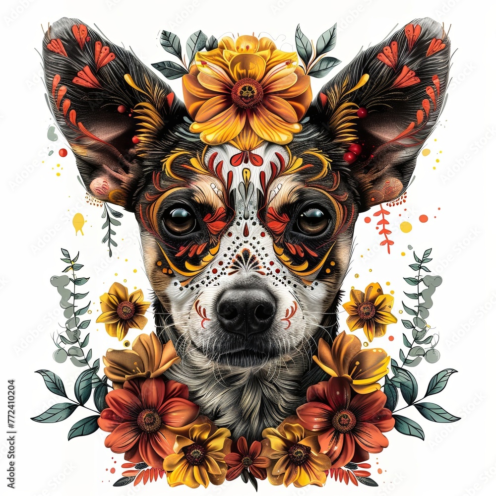 pattern with calavera sugar skull black cats , dogs in mexican style ...