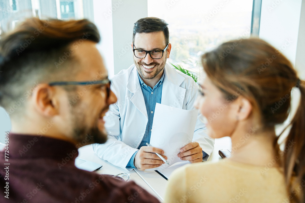 doctor woman man patient hospital care clinic couple young health ...