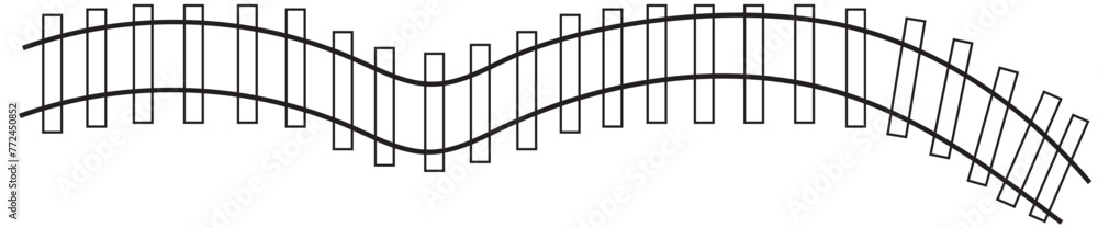 Vector illustration of curved railroad isolated on a white background ...