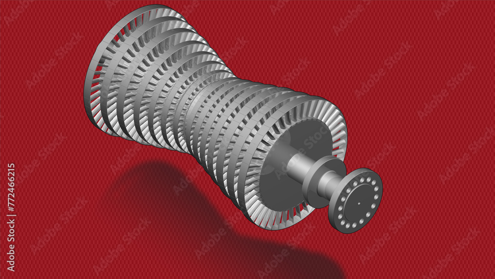 Steam turbine rotor turbomachinery illustration showing a double-flow ...