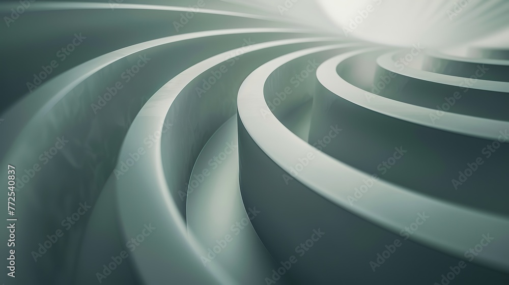 A minimalist composition featuring a series of concentric circles in muted shades of gray, with ...