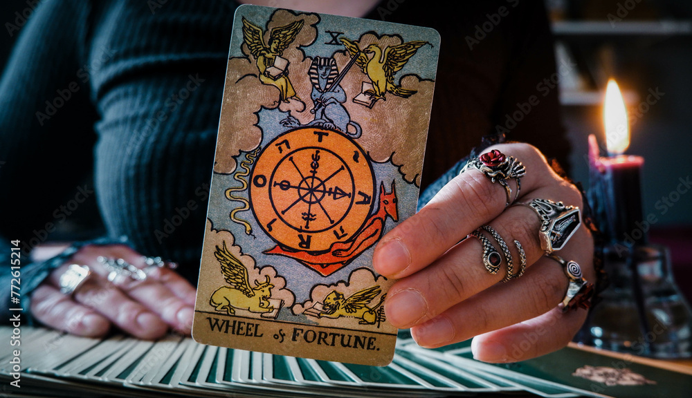 Malmö, Sweden - April 1, 2024: Wheel of Fortune Major Arcana Tarot Card ...