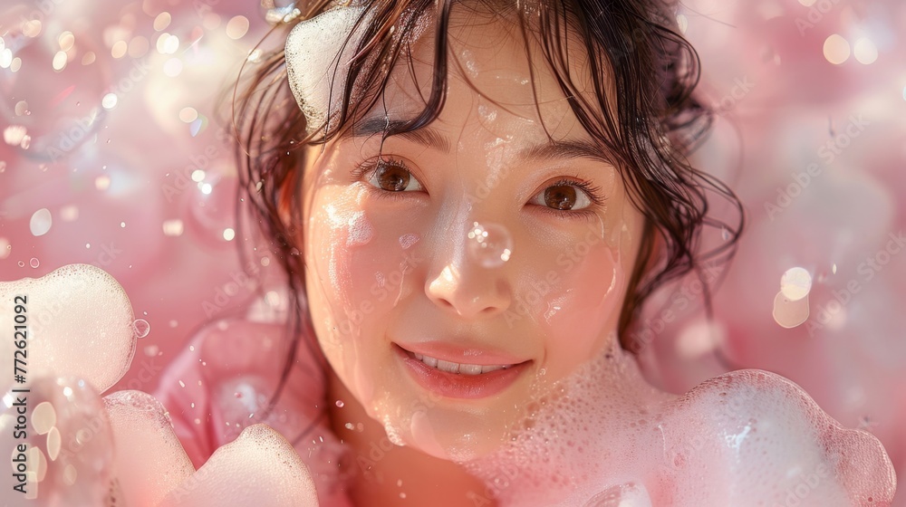 Captured in exquisite detail, her skin reflects a symphony of health ...