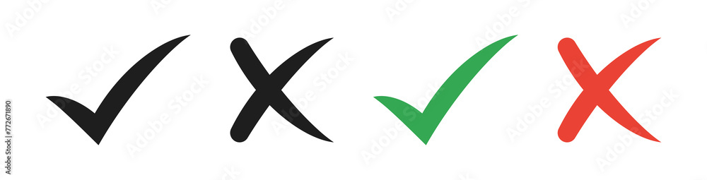 check mark icon button set. right and wrong signs and yes or no ...