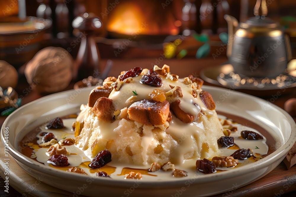 Savoring a serving of Umm Ali, with luscious bread pudding soaked in a ...