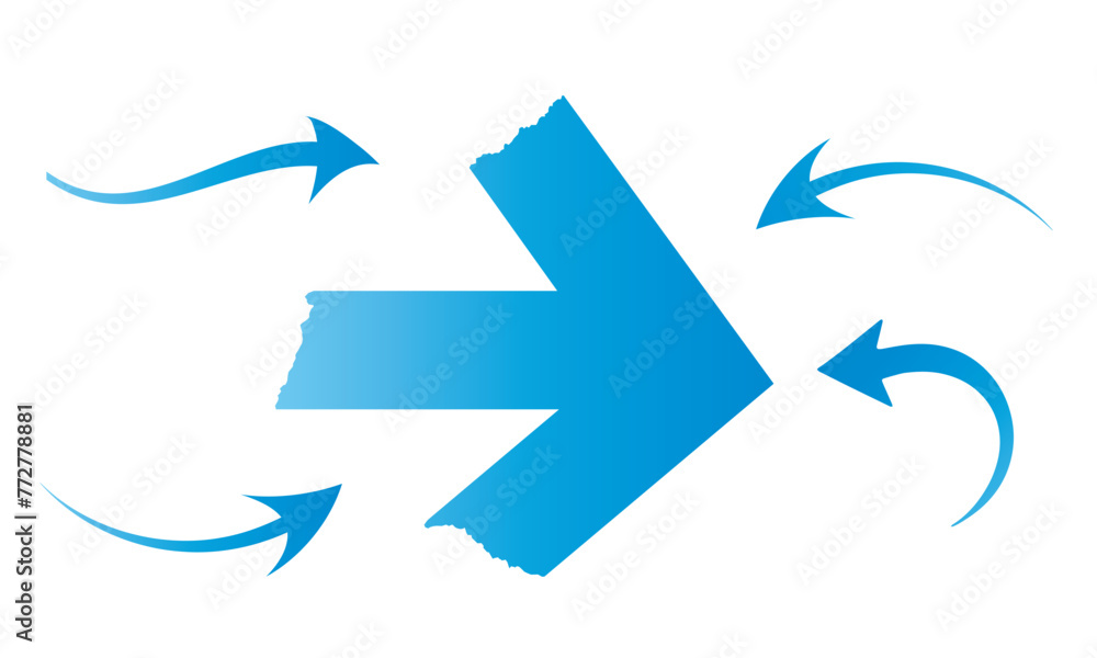 Blue arrows clean fresh air flow collection. Flat style curved arrow ...