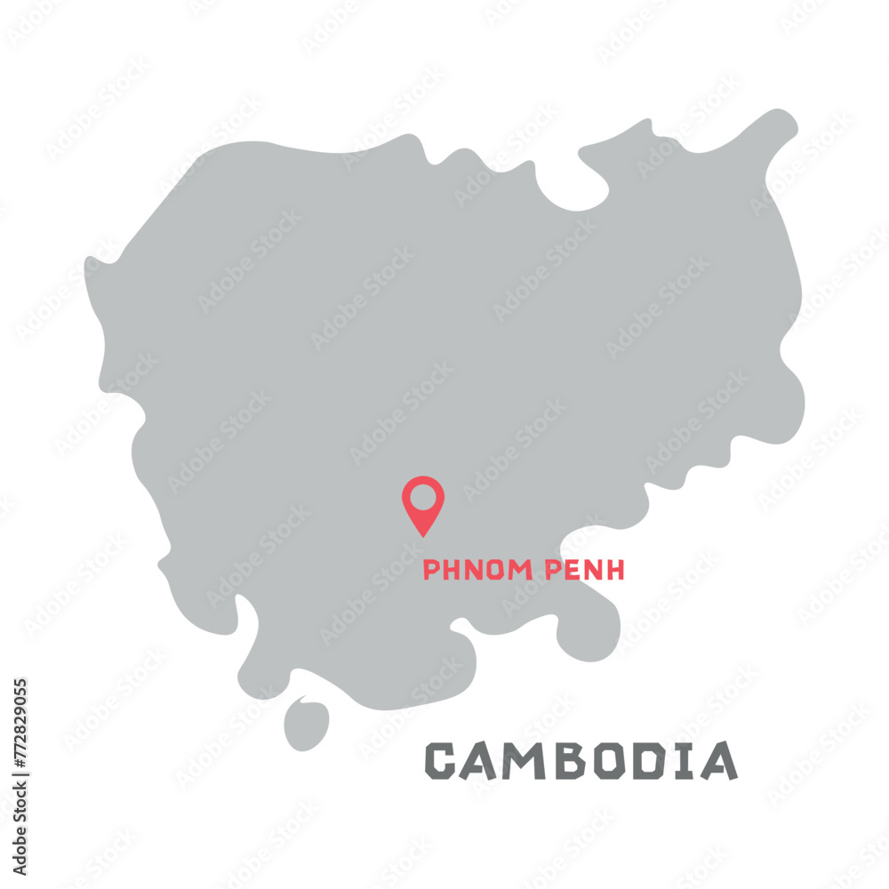 Simple map of Cambodia vector drawing. Filled version illustration ...