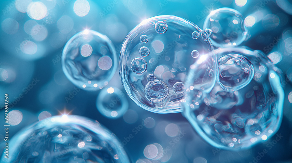 Cell, molecule concept. Soap bubbles group macro representing abstract ...