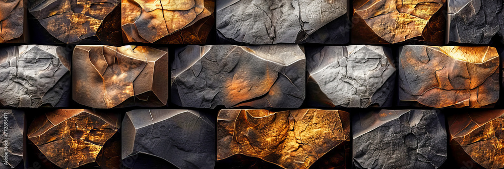 Geological textures in nature, a collage of rocks and minerals ...