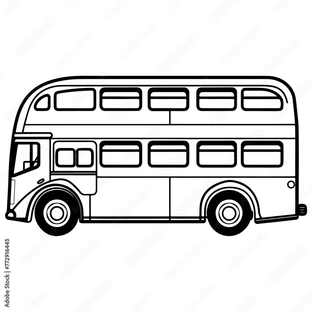 Double-decker bus, simple vector svg illustration, black monoline ...